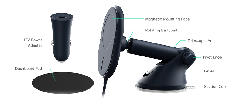 Velox Magnetic Wireless Dash & Windshield Mount